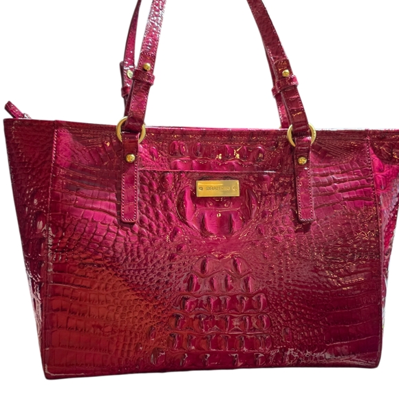 Brahmin | Bags | Brahmin Red Crocodile Embossed Tote Bag | Poshmark
